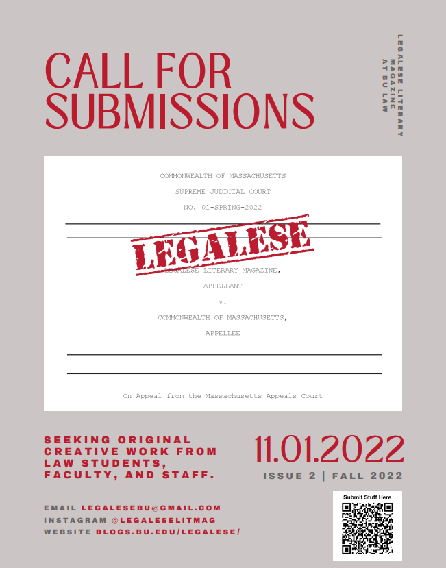 Fall 2022: Call for Submissions! | Legalese Literary Magazine